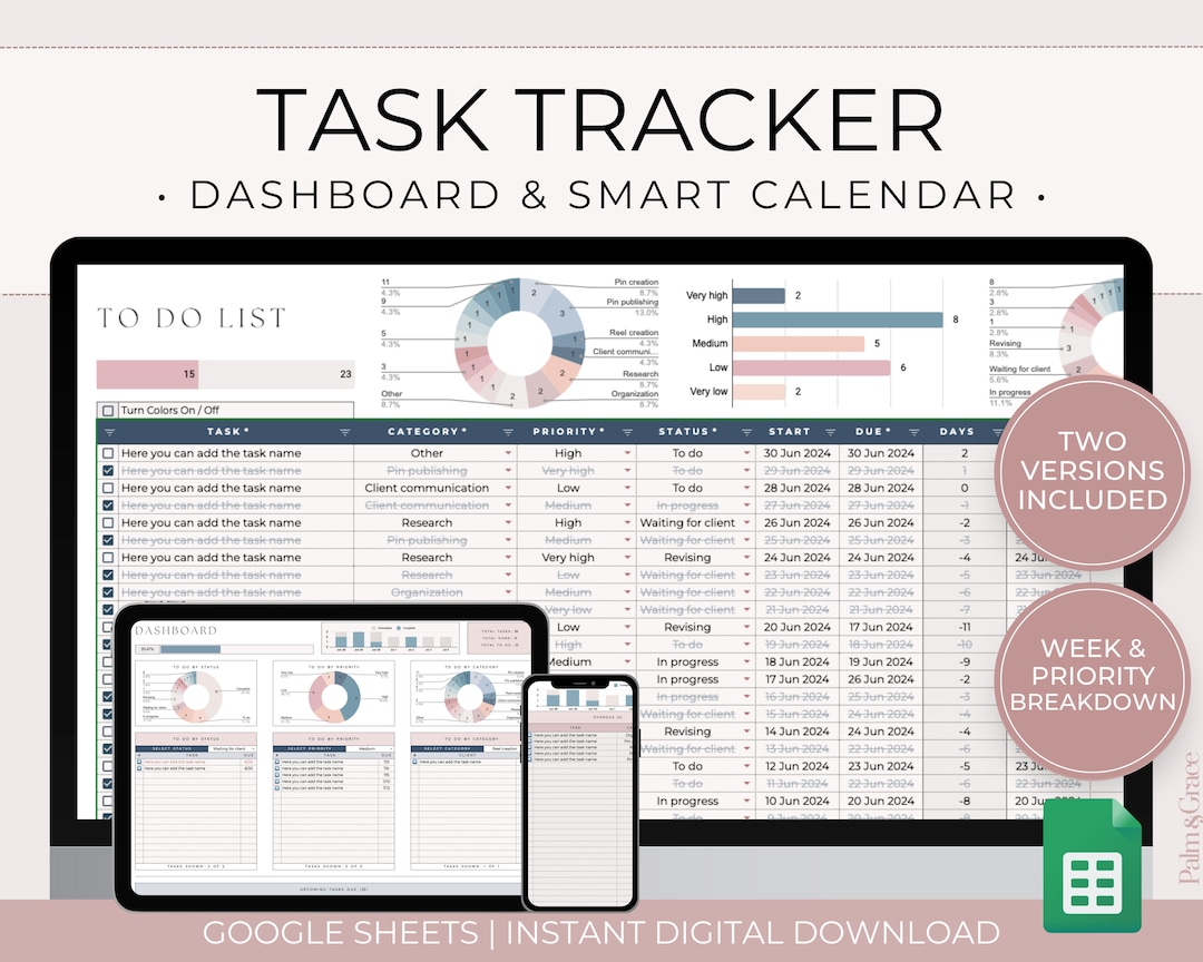 Task Tracker Spreadsheet, Google Sheets to Do List Template, to Do With ...