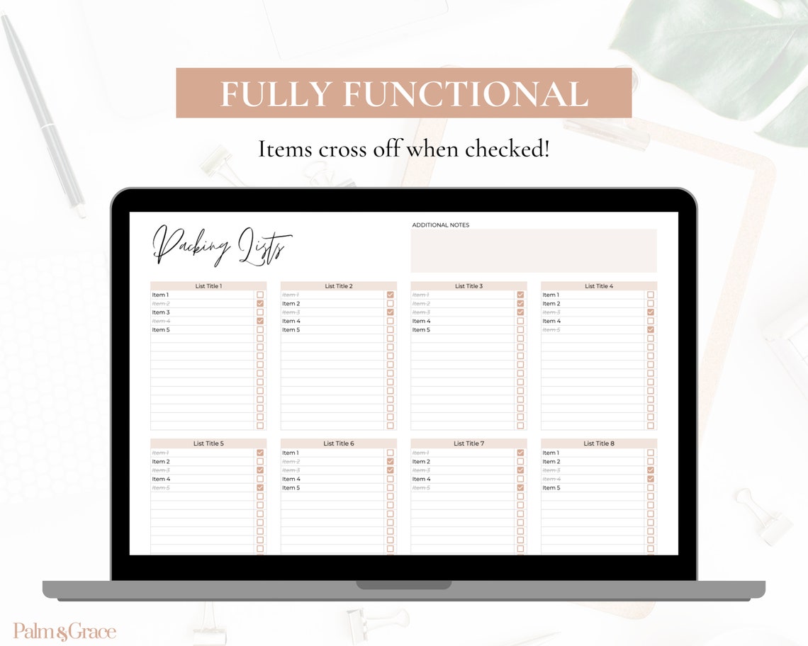 Editable Packing List PRINTABLE Spreadsheet Packing List - Etsy