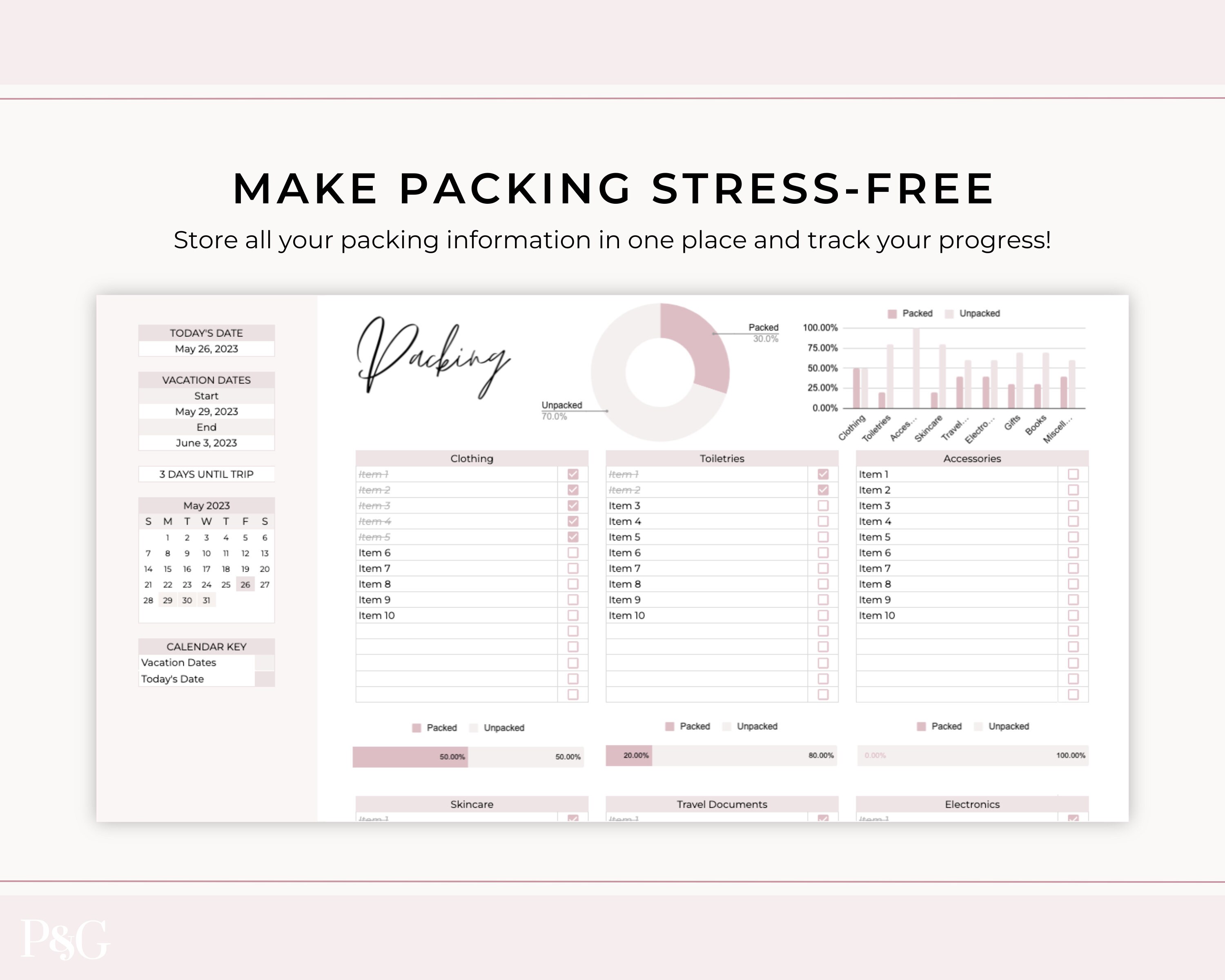 Packing List Spreadsheet Template, Editable Packing Checklist, Vacation ...