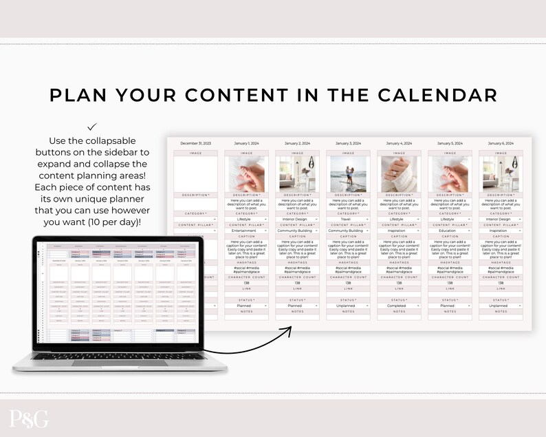Social Media Content Calendar Template, Google Sheets Content Planner ...