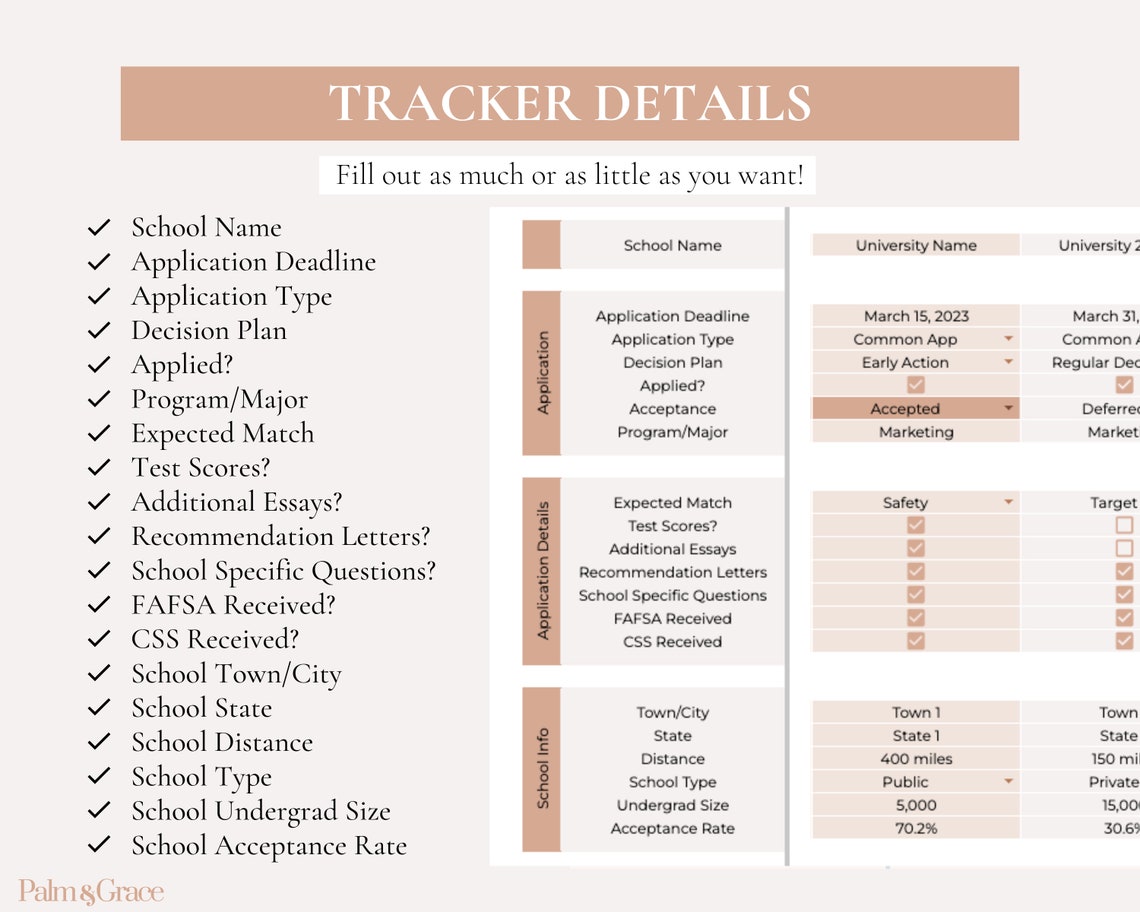 College Application Tracker Spreadsheet, Google Sheets College ...