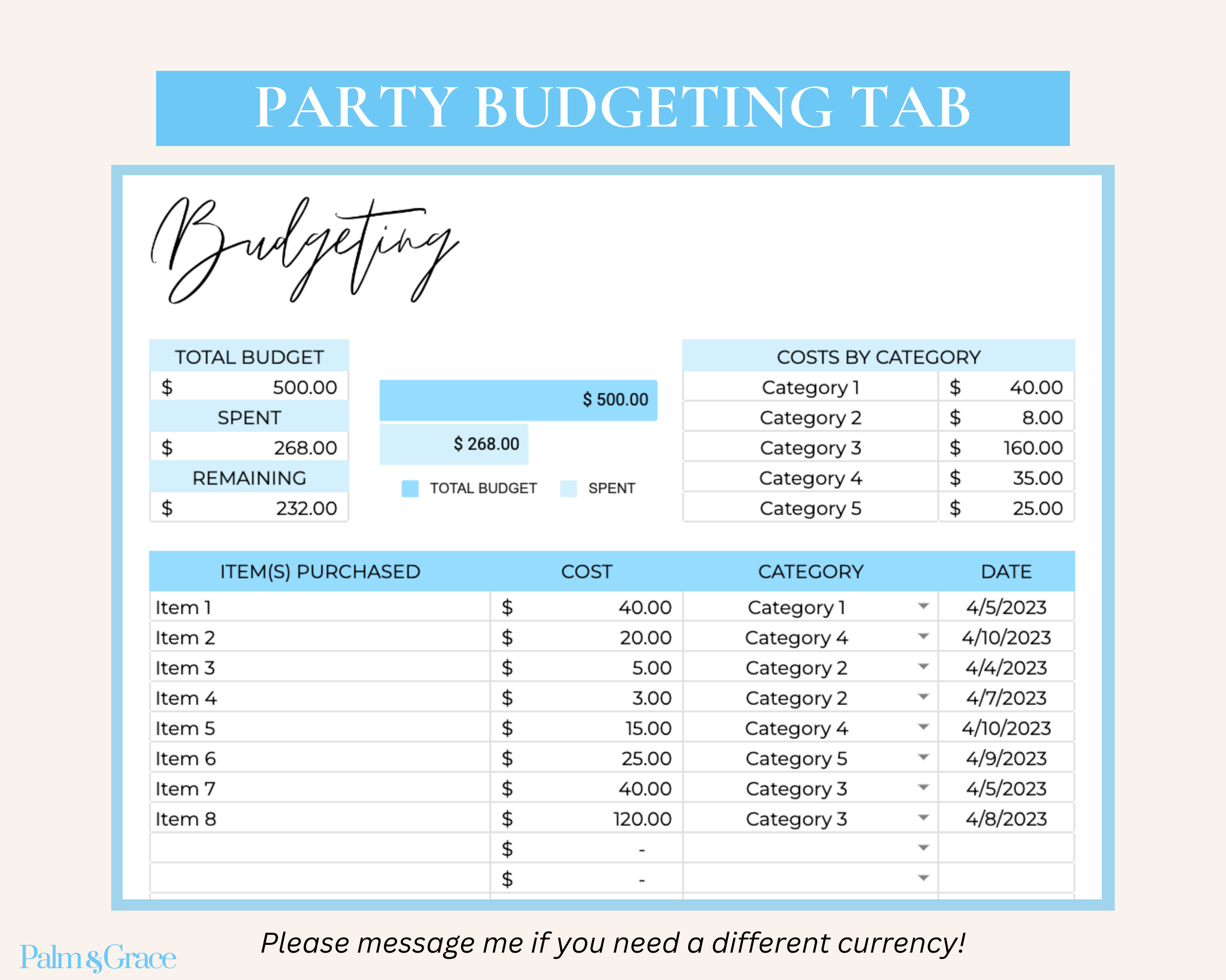 Digital Party Planning Spreadsheet Google Sheets Birthday - Etsy