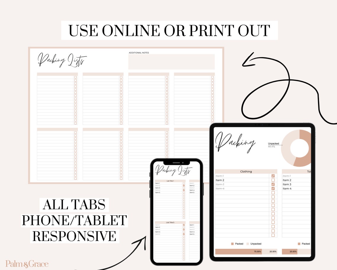 Google Sheets Packing List Template, Editable Packing List, Google ...