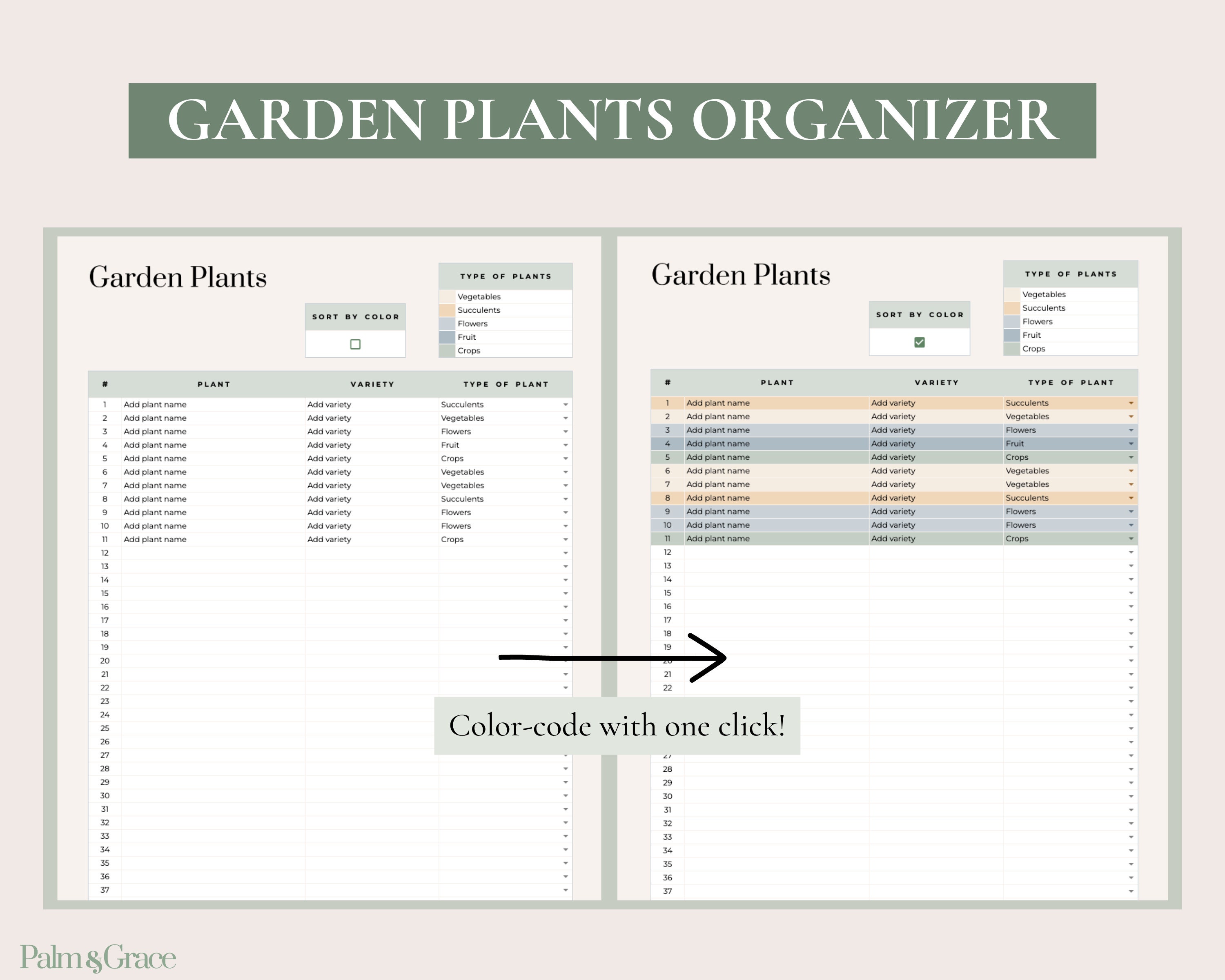 Garden Planner and Log Spreadsheet, Gardening Planner Google Sheets ...