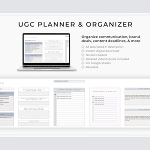 UGC Planner Google Sheets, UGC Creator Organizer, Brand Outreach ...