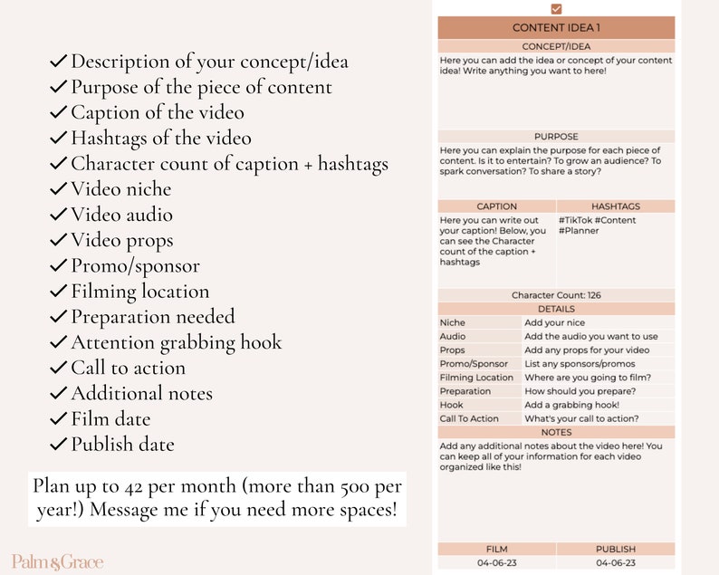 Tiktok Content Planner Spreadsheet, Digital Tiktok Planner, Google ...