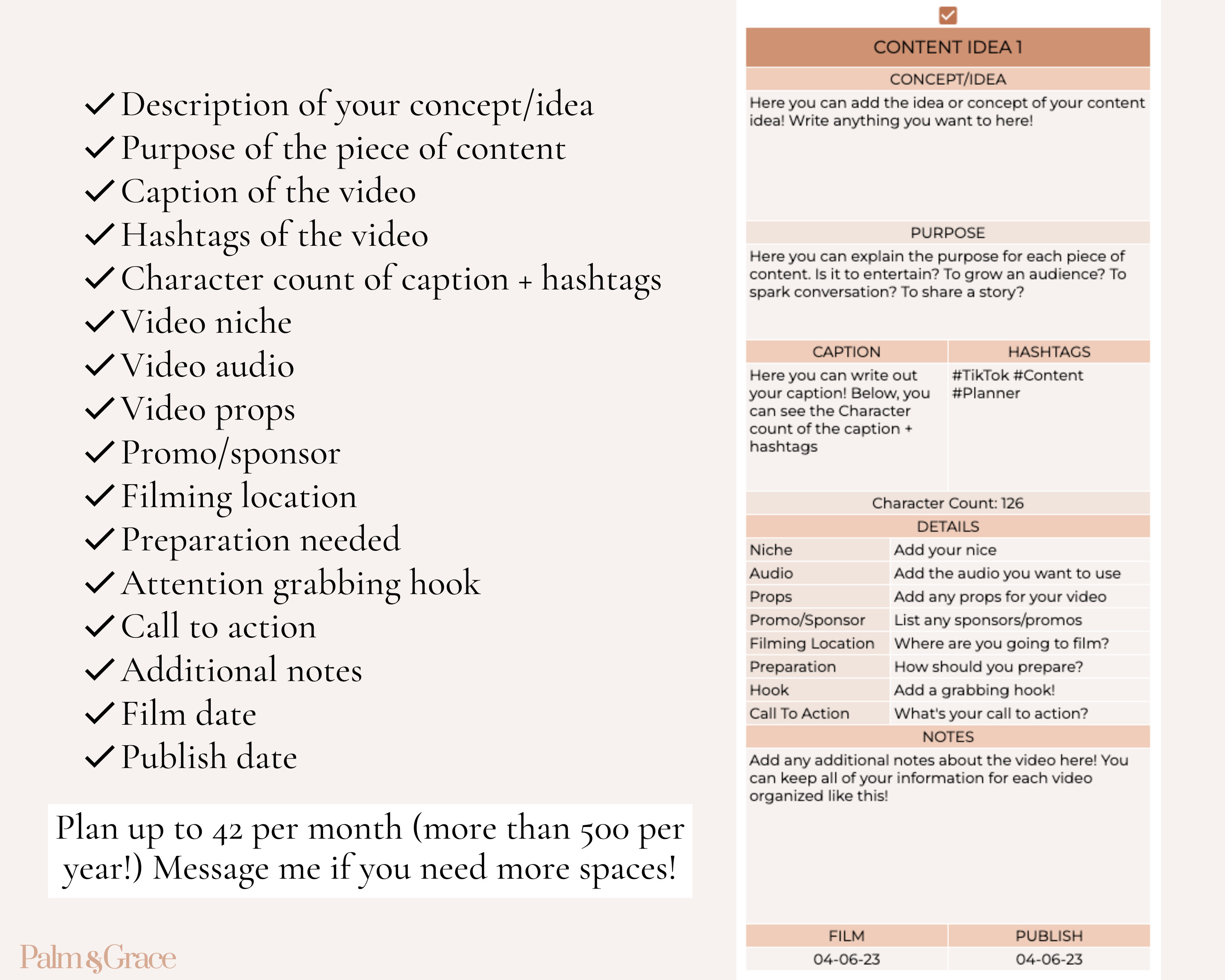 Tiktok Content Planner Spreadsheet, Digital Tiktok Planner, Google ...