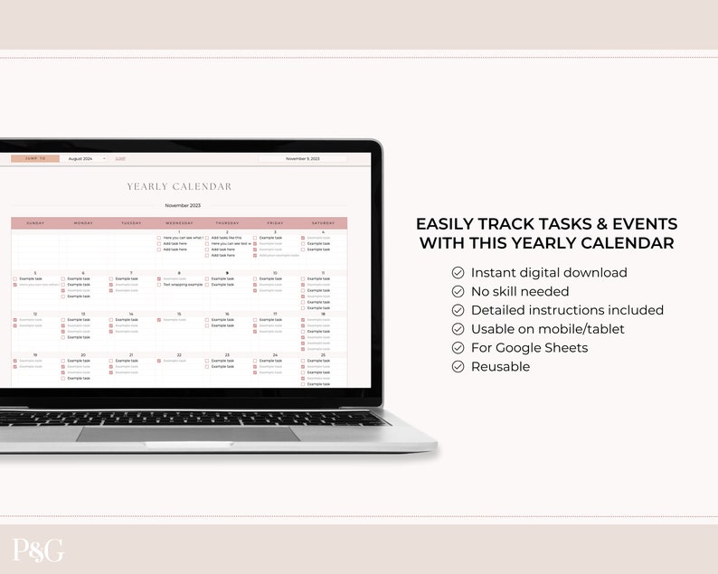 Google Sheets Calendar Template, Editable Calendar Spreadsheet, Task ...