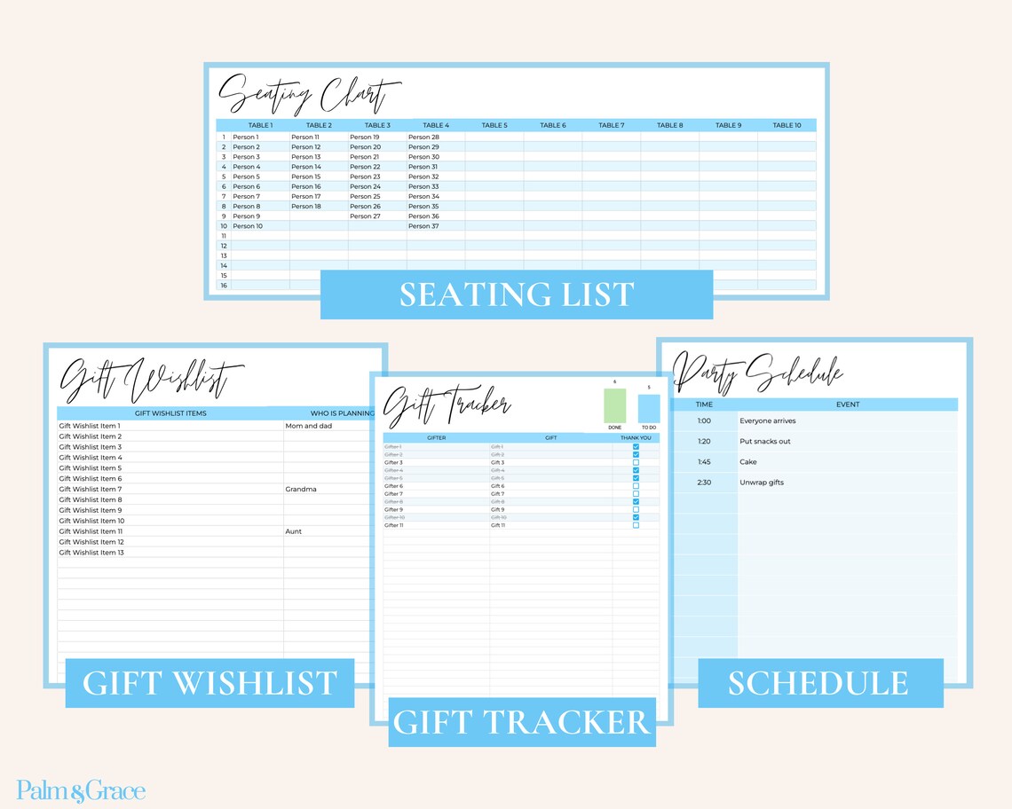Digital Party Planning Spreadsheet Google Sheets Birthday - Etsy