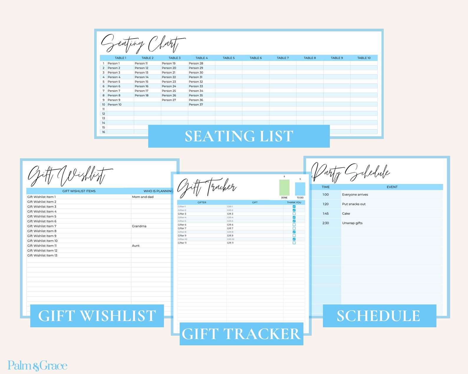 Digital Party Planning Spreadsheet Google Sheets Birthday - Etsy