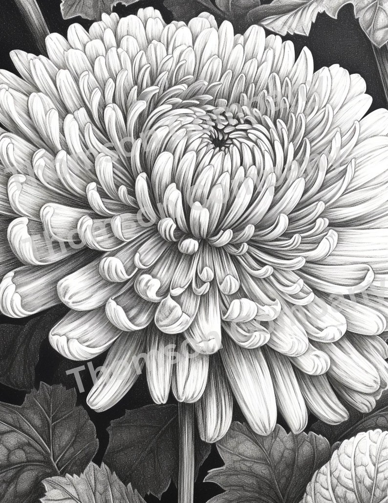 15 Grayscale Flower Coloring, Flower Coloring Pages Printable PDF ...