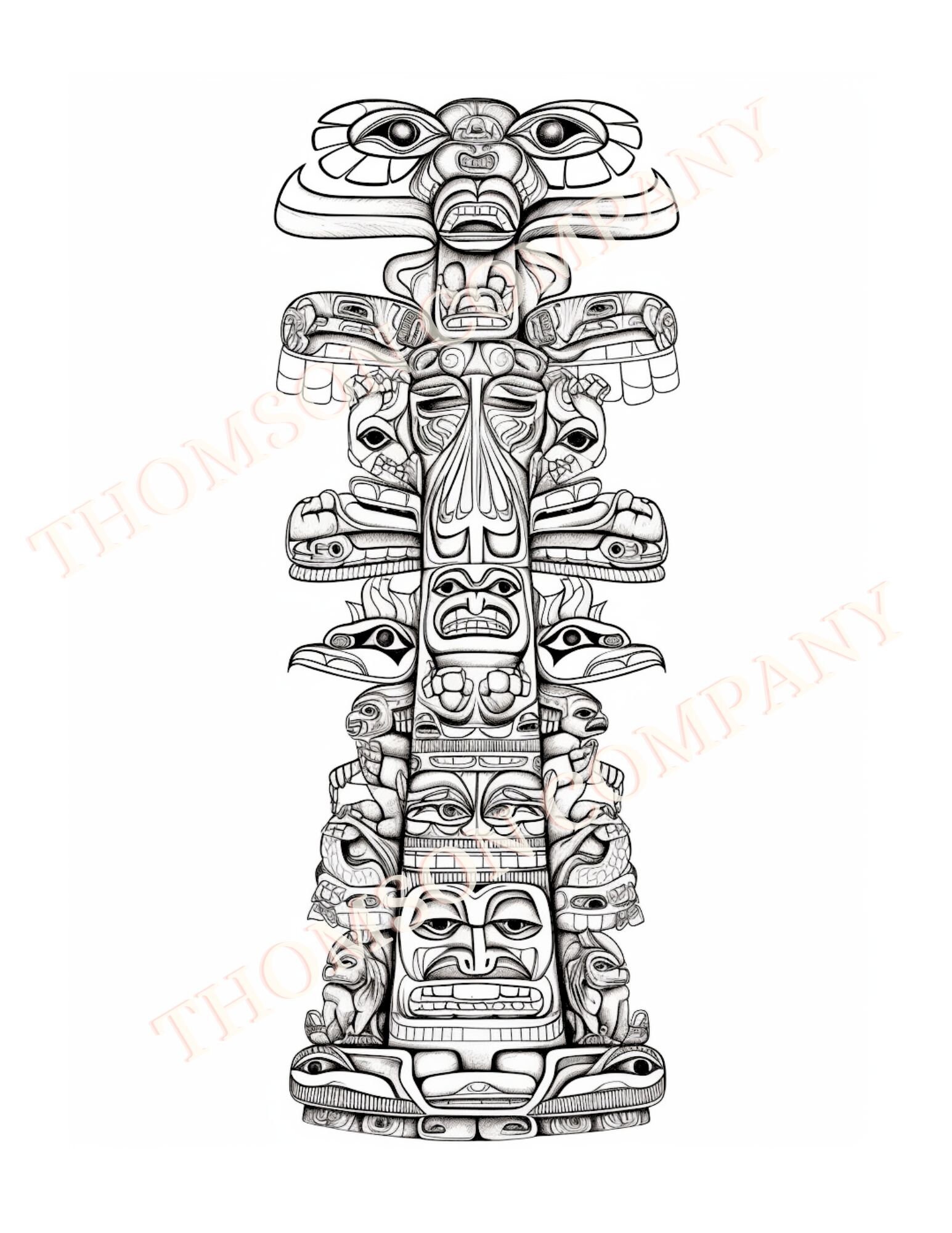 Totem Pole Animals Coloring Pages