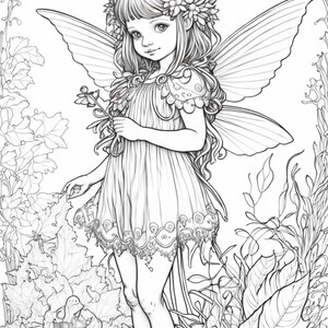 14 Fairy Fae of the Garden Grayscale Floral Princess Coloring Pages ...