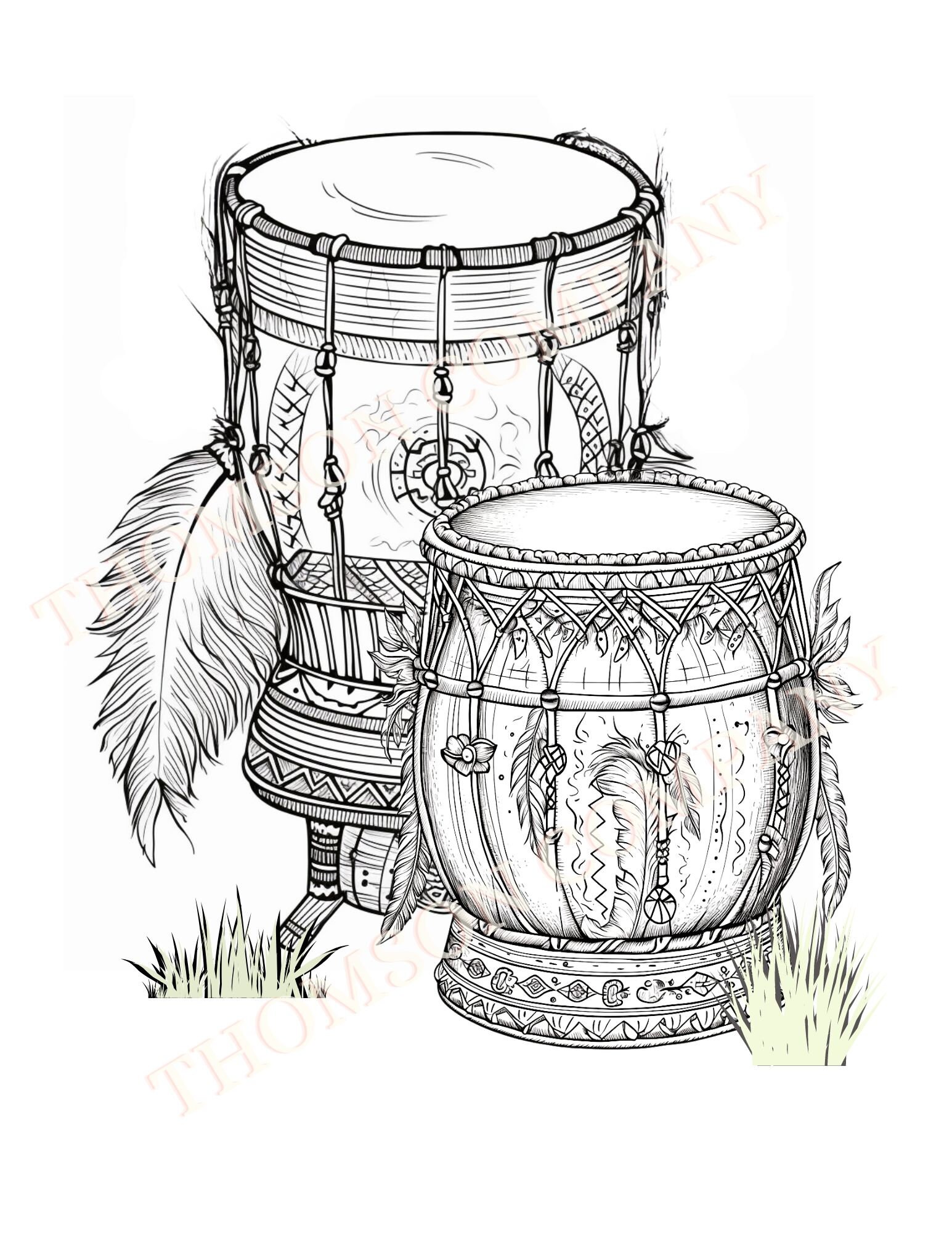 African Drum Coloring Page