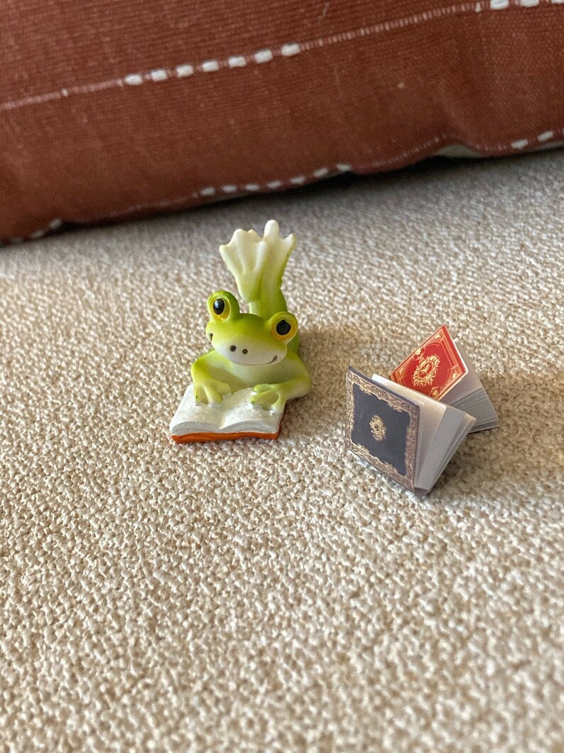 Mini Reading Frog With Books, Fairy Garden Miniatures. Craft Items - Etsy
