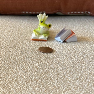 Mini Reading Frog With Books, Fairy Garden Miniatures. Craft Items - Etsy