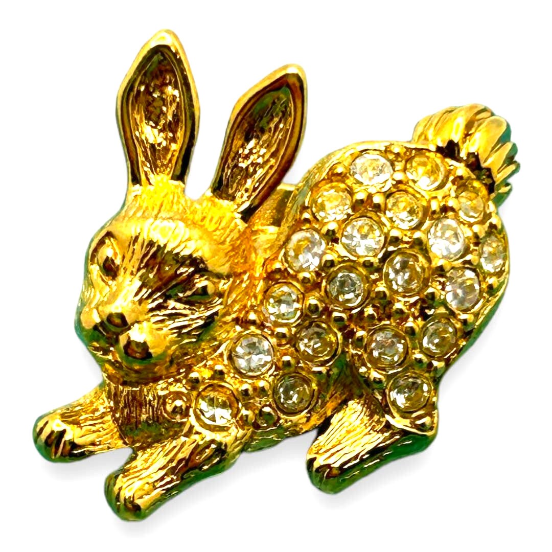 Vintage AVON Bunny Rabbit Gold-tone Rhinestone Pin 1993 - Etsy