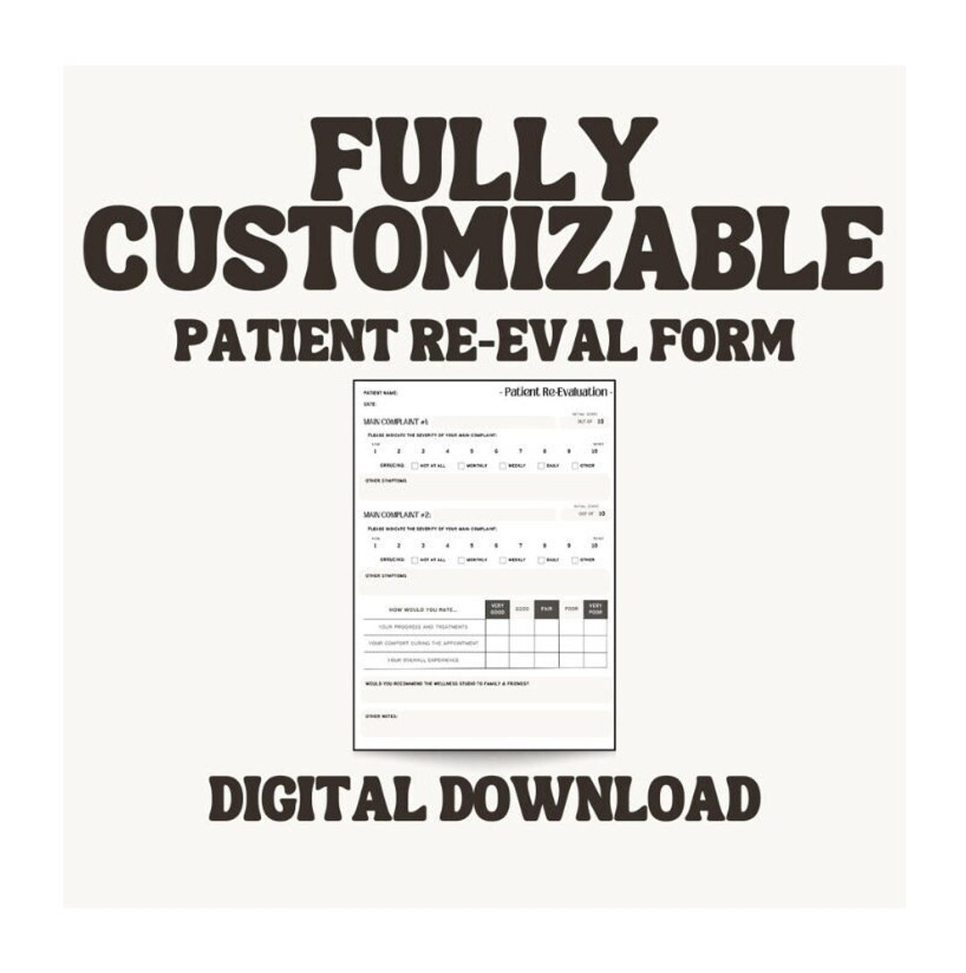 Customizable Patient Re-evaluation Form | DIGITAL DOWNLOAD - Etsy