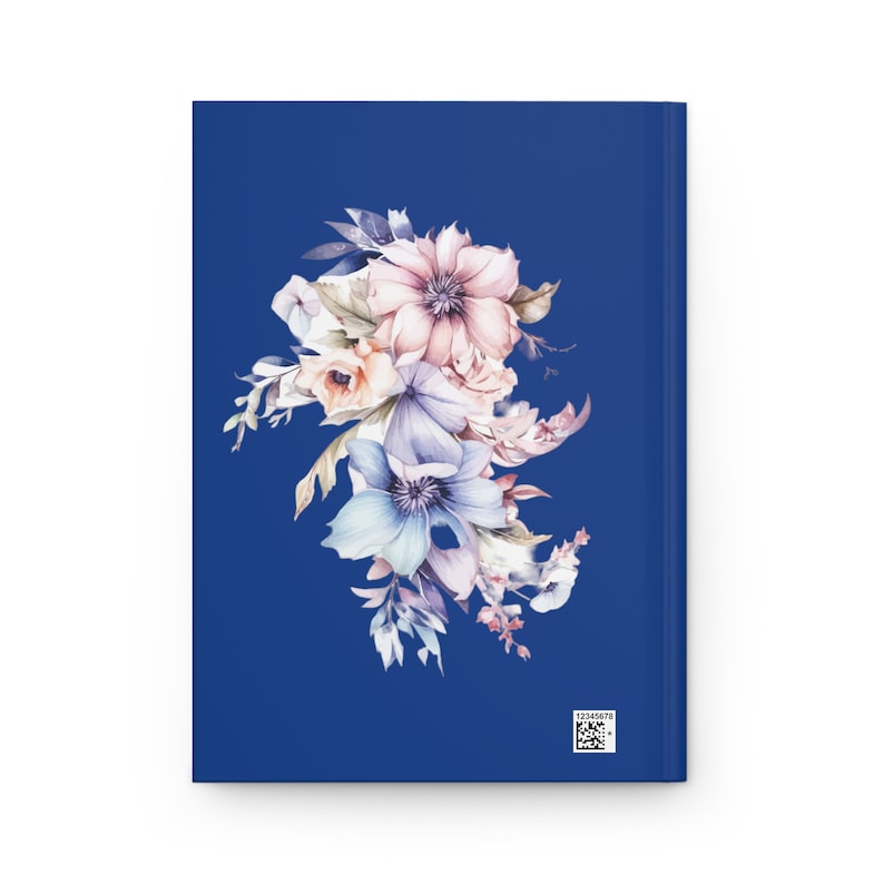 Misty Blue Flower Hardcover Journal Elegant Floral Notebook With 150 ...