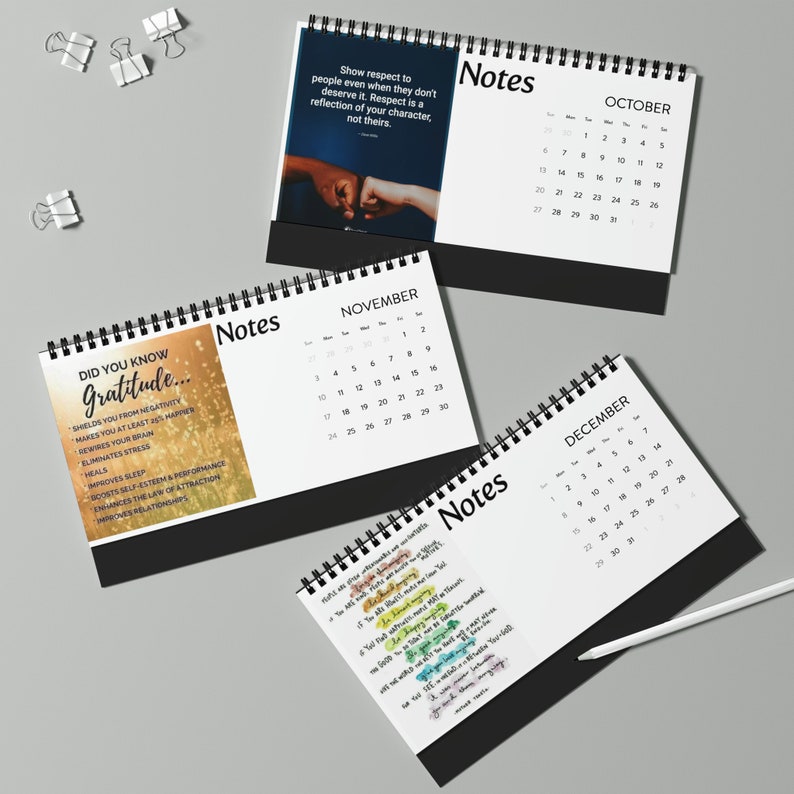 Desktop Calendar With Quotes and Sayings 2024 Grid - Etsy