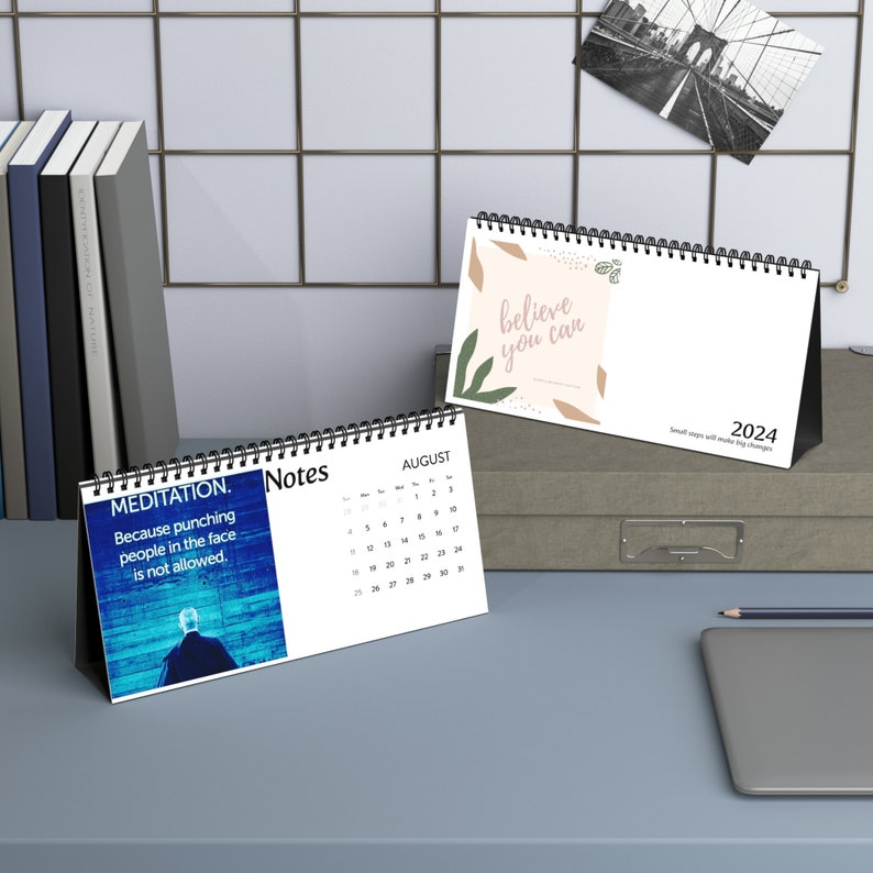 Desktop Calendar With Quotes and Sayings 2024 Grid - Etsy