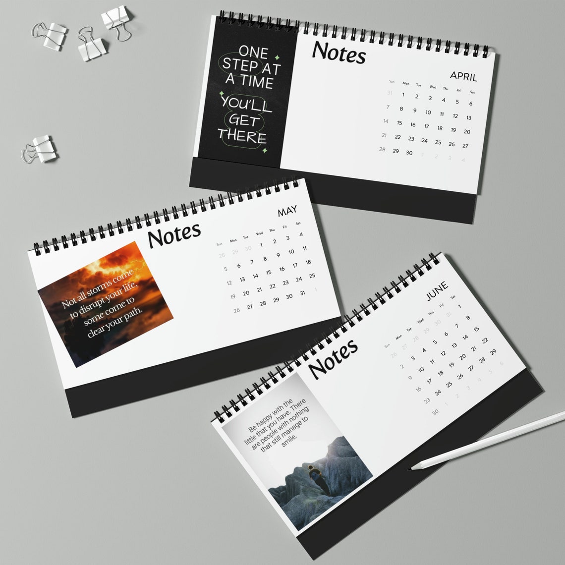 Desktop Calendar With Quotes and Sayings 2024 Grid - Etsy