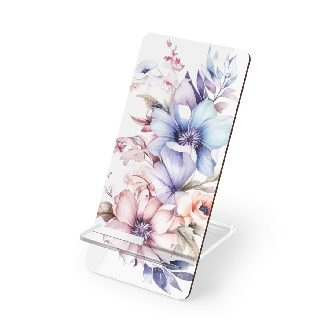 Beautiful Blue Floral Mobile Display Stand for Smartphones, Statement ...
