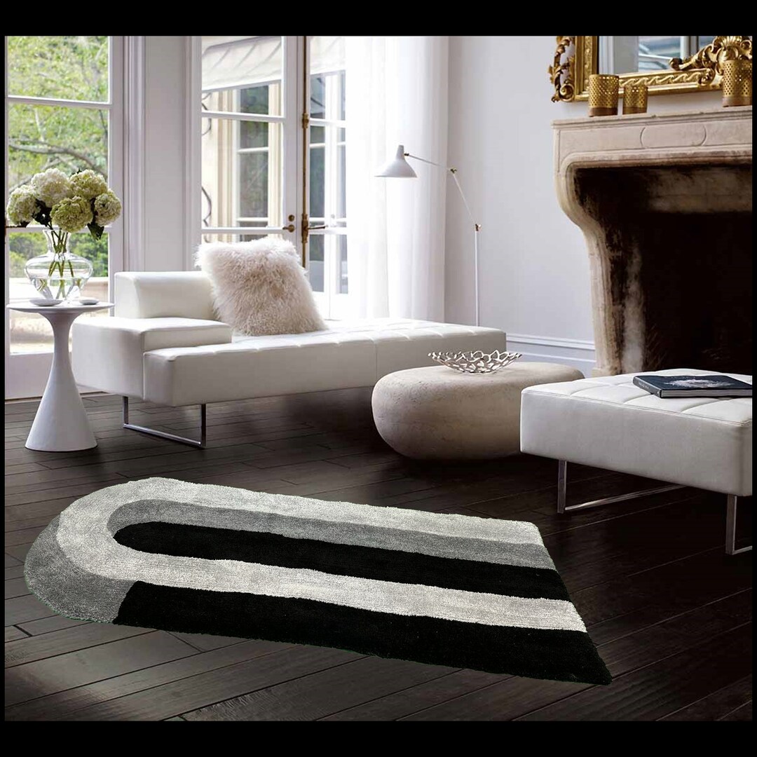 Roman Arch Aqueduct Inspired Rug, Black. 52"x24" (4'4"x2'). Modern ...