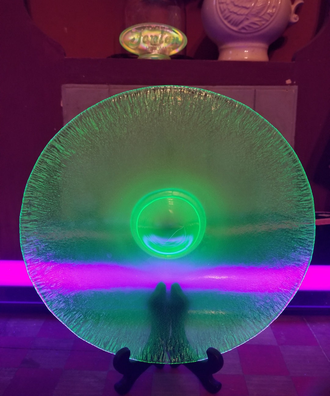 Fenton Uranium Clear Ice Iridescent Stretch Plate Gift Vintage - Etsy
