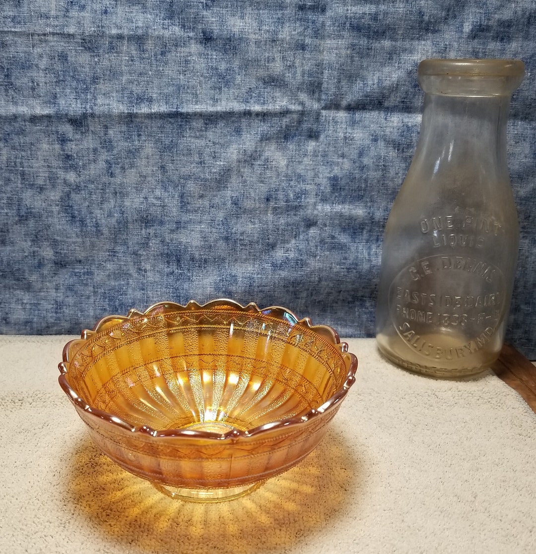 Fenton Stippled Rays Scale Band Footed Bowl Gift Vintage - Etsy