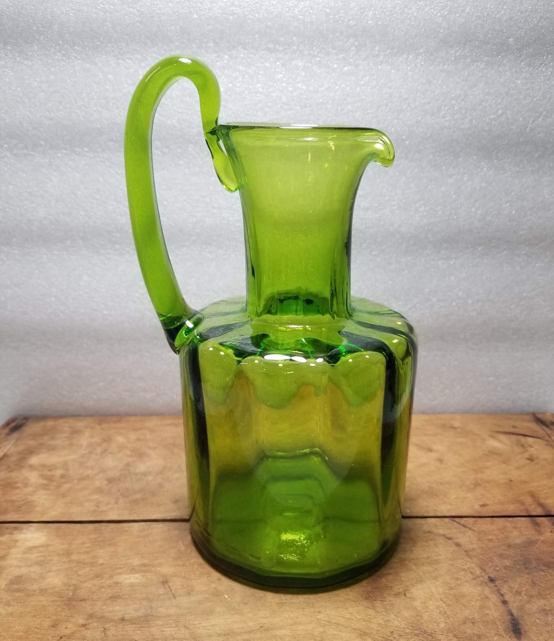 Blenko Green Handled Glass Pitcher Gift Beverage Vintage - Etsy