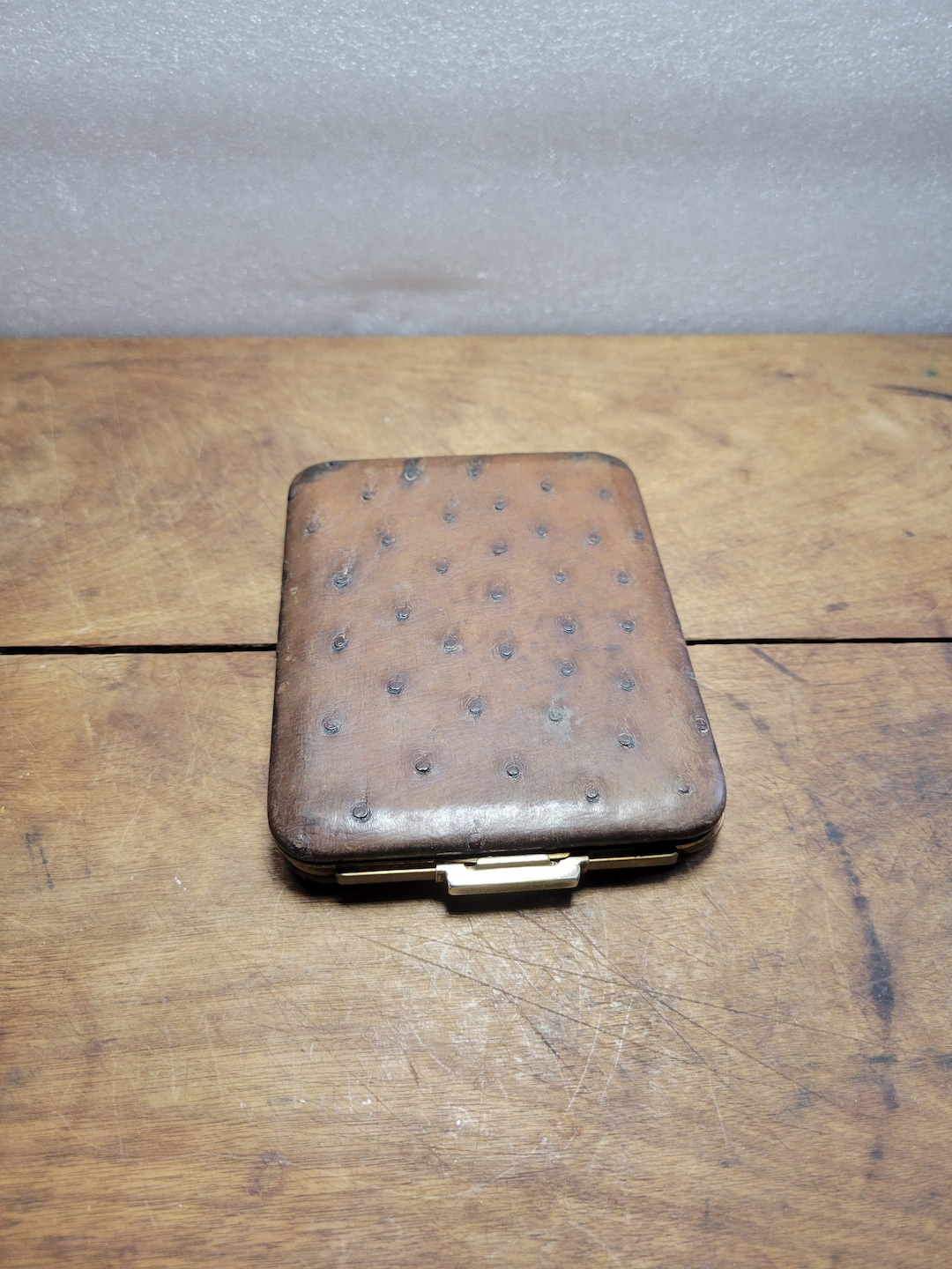 Lin Bren Compact Ostrich Leather Cigarette Case Vintage Classic Gift USA - Etsy