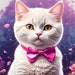 Cubism-splash Art Cat With Pink Flowers Unique Fusion Style Digital ...