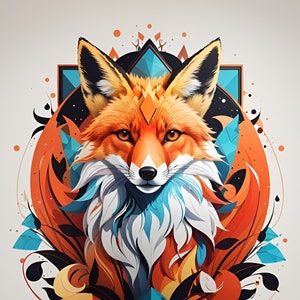 Realistic Fox Art: Indigenous & Splash Art Fusion, Vibrant Colors ...