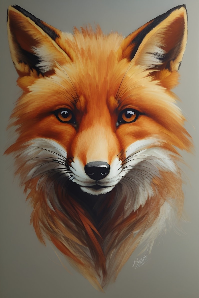 Realistic Fox Portrait, Natural Colors. Detailed Fox Head Art: 6000 X ...