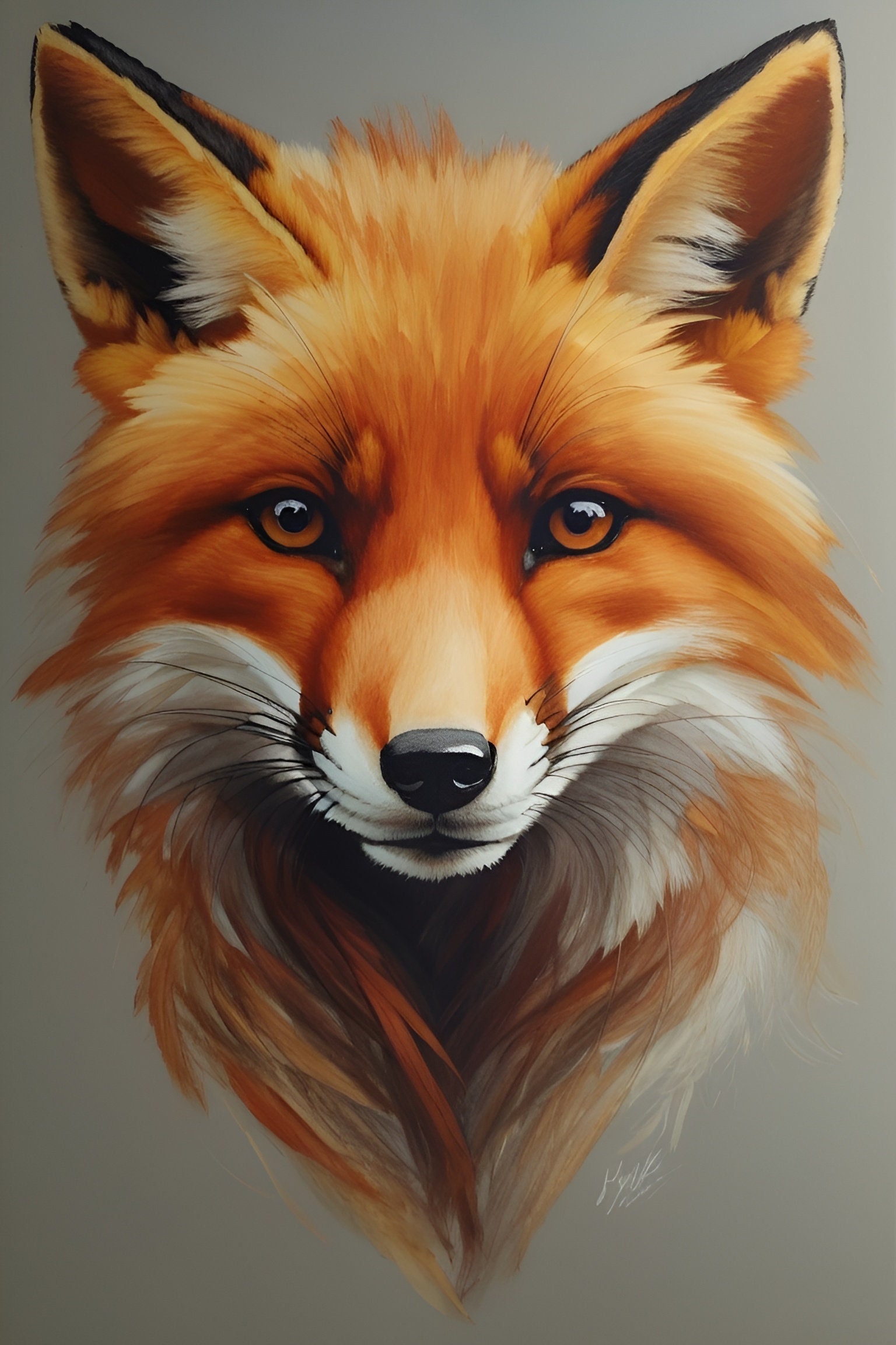 Realistic Fox Portrait, Natural Colors. Detailed Fox Head Art: 6000 X ...
