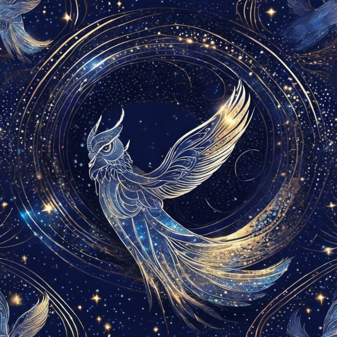 Majestic Celestial Owl Fantasy Art Print Ethereal Wings & Glowing Stars ...