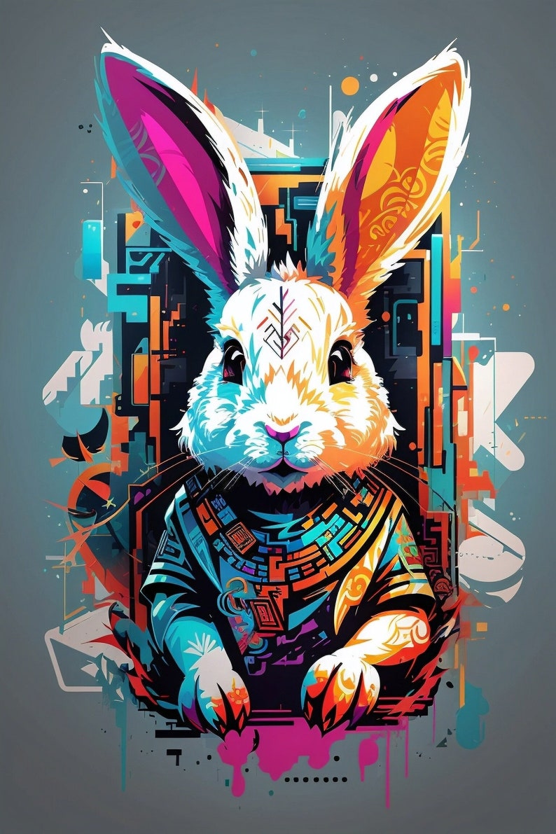 Indigenous Watercolor Bunny PNG | Transparent Background, Kawaii Rabbit ...