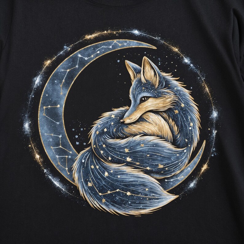 Celestial Fox Art Print | Whimsical Starry Fur | Mystical Moon Design | Cosmic Home Decor ...
