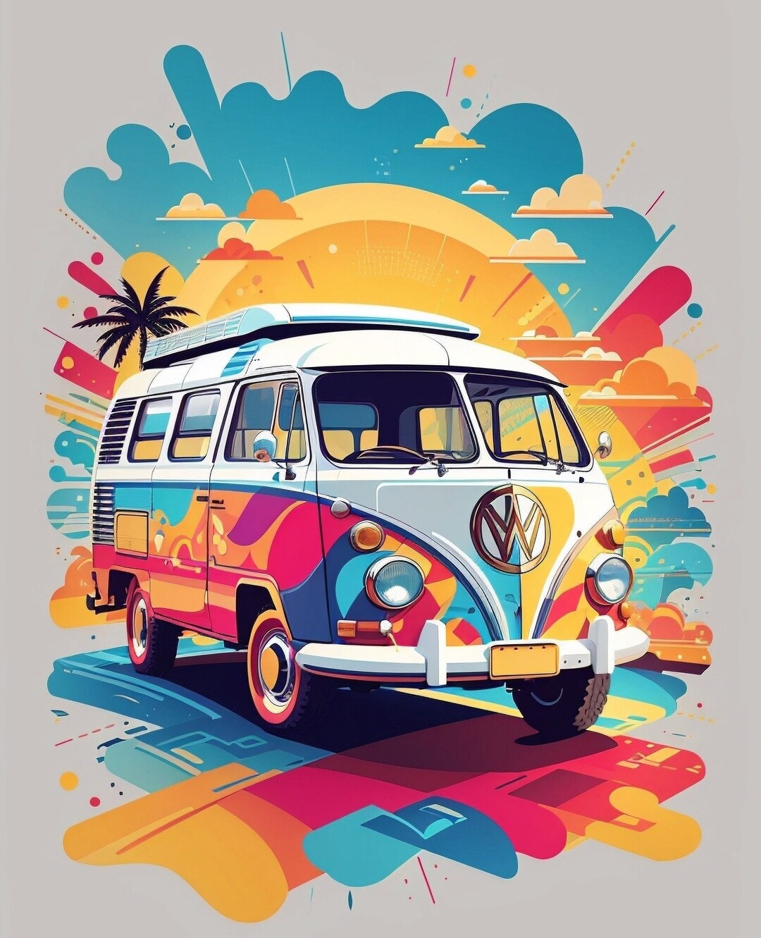 Vintage Bus Classic Car Graphic: AI Art and PNG Digital Download for ...