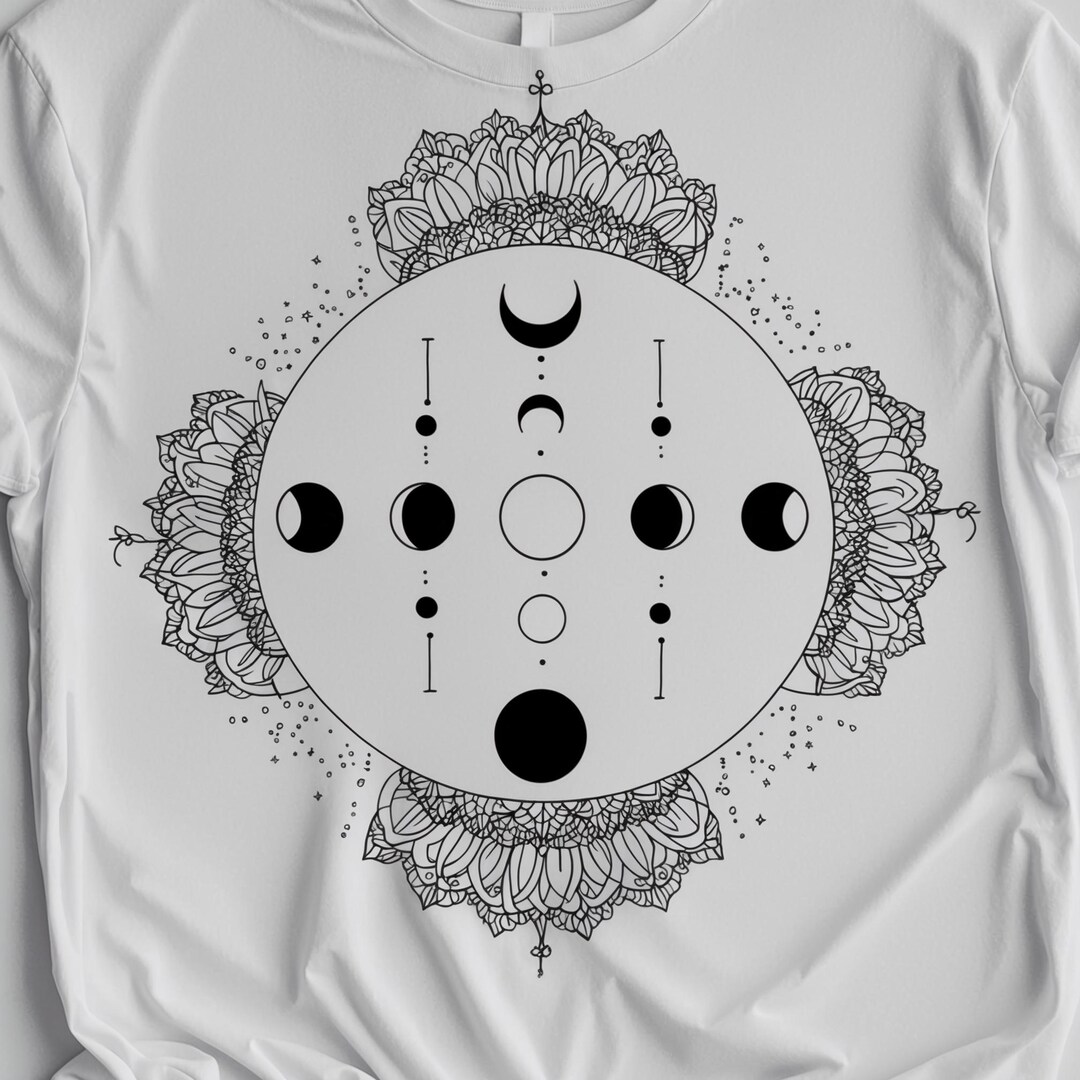 Minimalist Moon Phase Cycle Art | Mandala Patterns | Modern Boho Chic ...