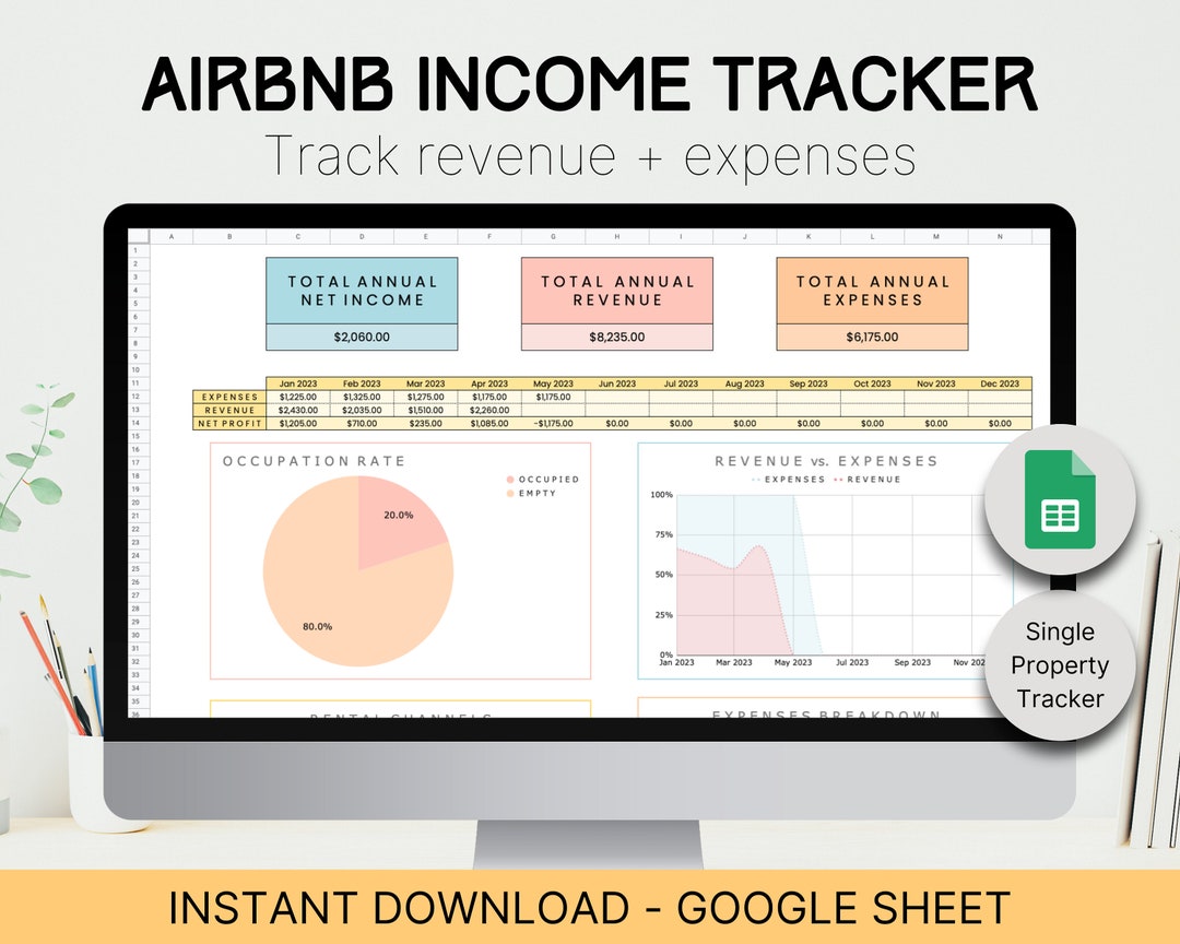 Airbnb Income & Expenses Tracker, Airbnb Management Spreadsheet, Real ...
