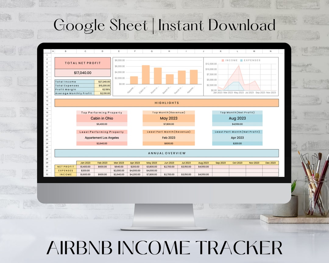 Short Term Rental Spreadsheet, Airbnb Income & Expenses Tracker ...