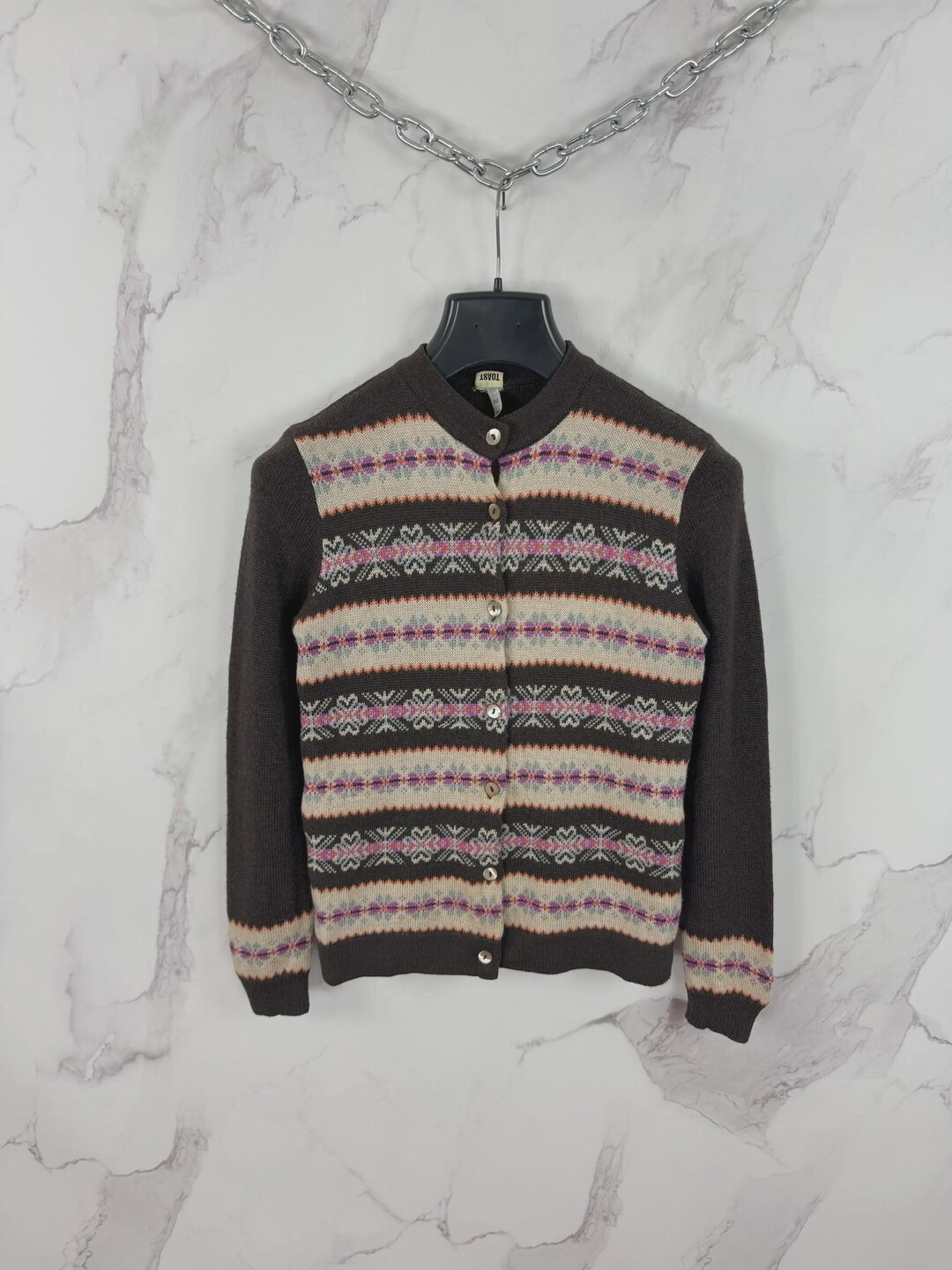 Vintage TOAST Fair Isle Wool Cardigan – Classic Nordic Pattern, Natural ...