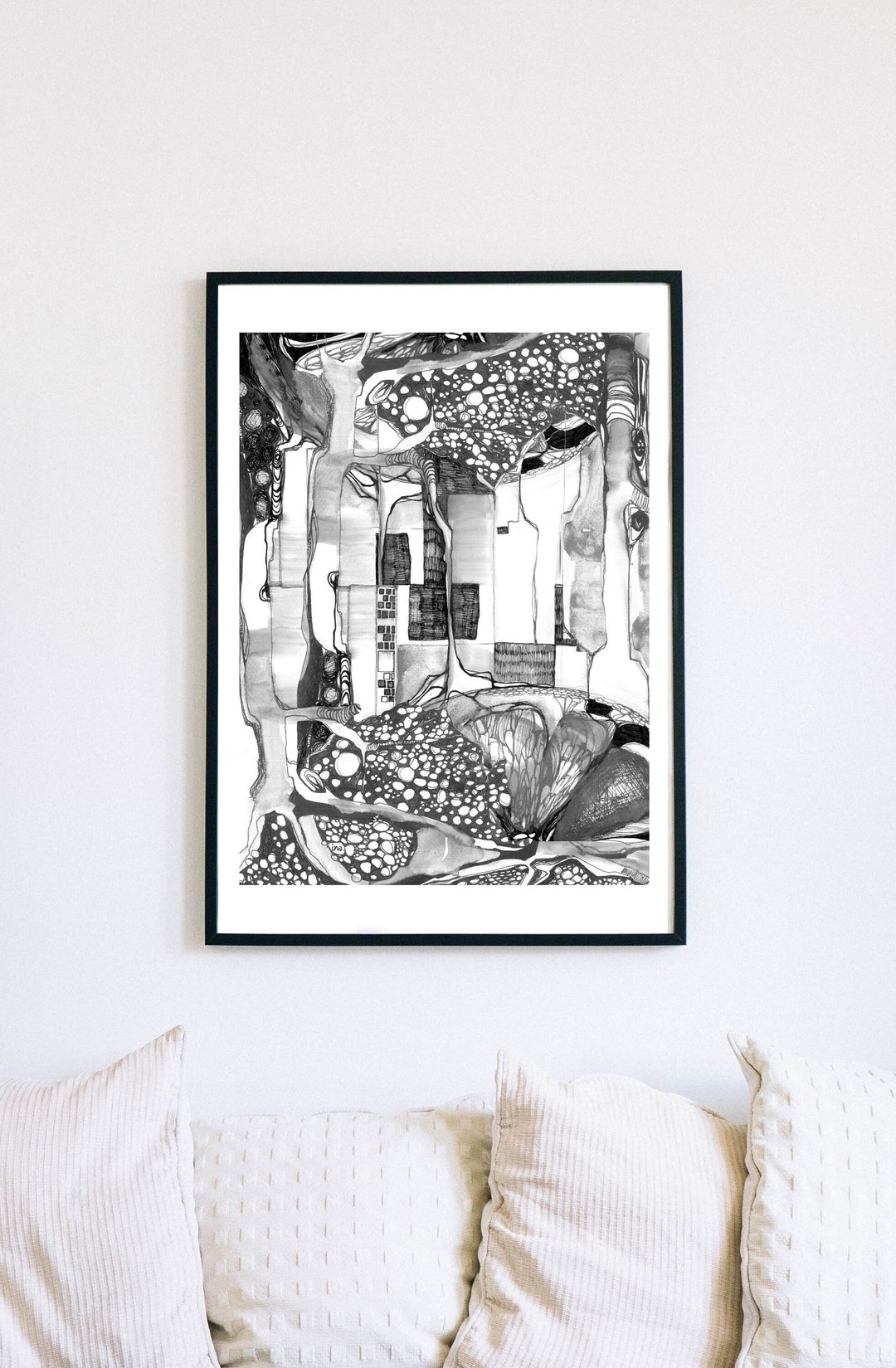 Layers B&W, Monochromatic, Monocolor, Watercolor, Abstract Art, Modern ...