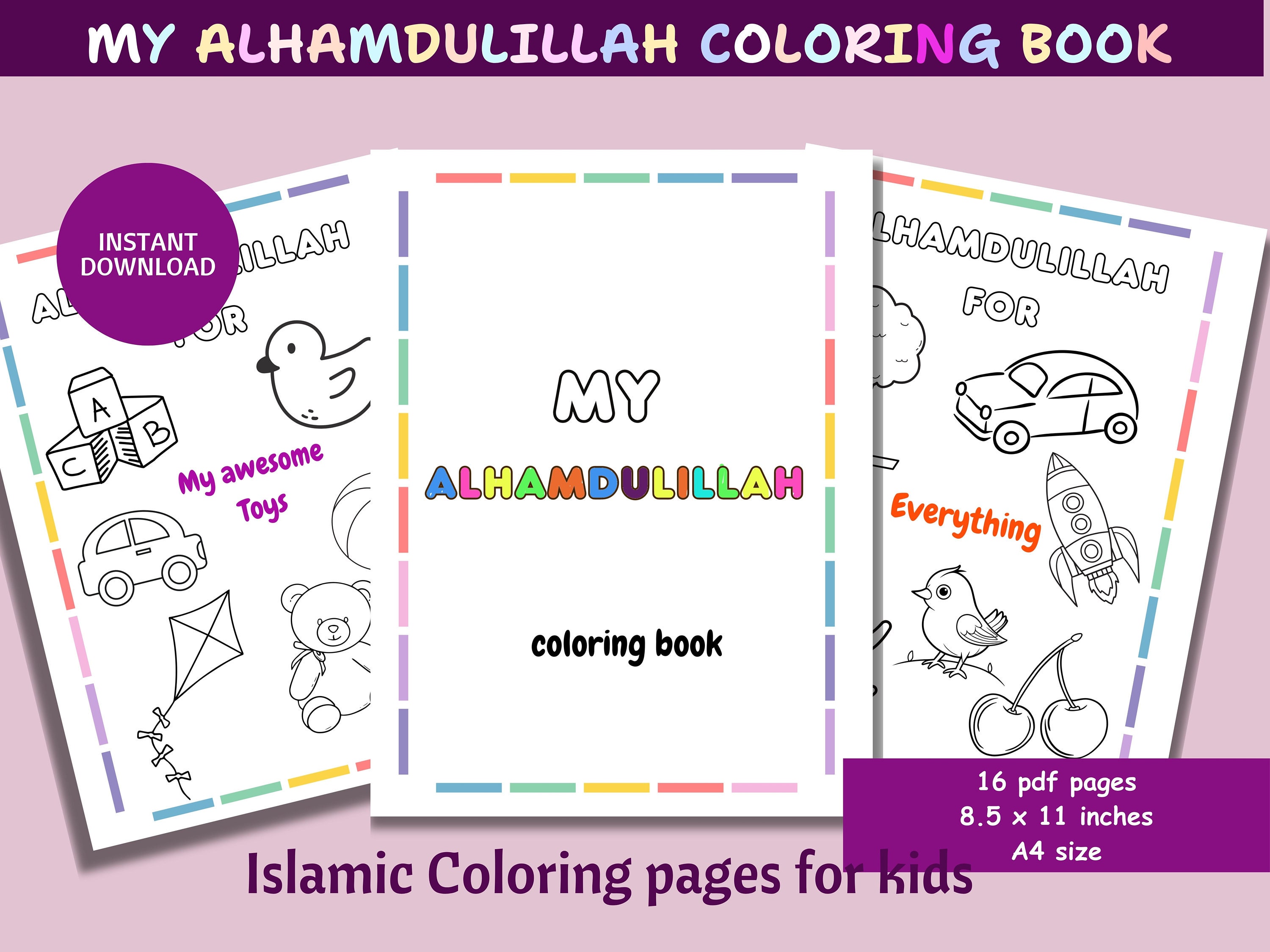 My Alhamdulillah Coloring Book Islamic Coloring Pages for Pre-schoolers ...