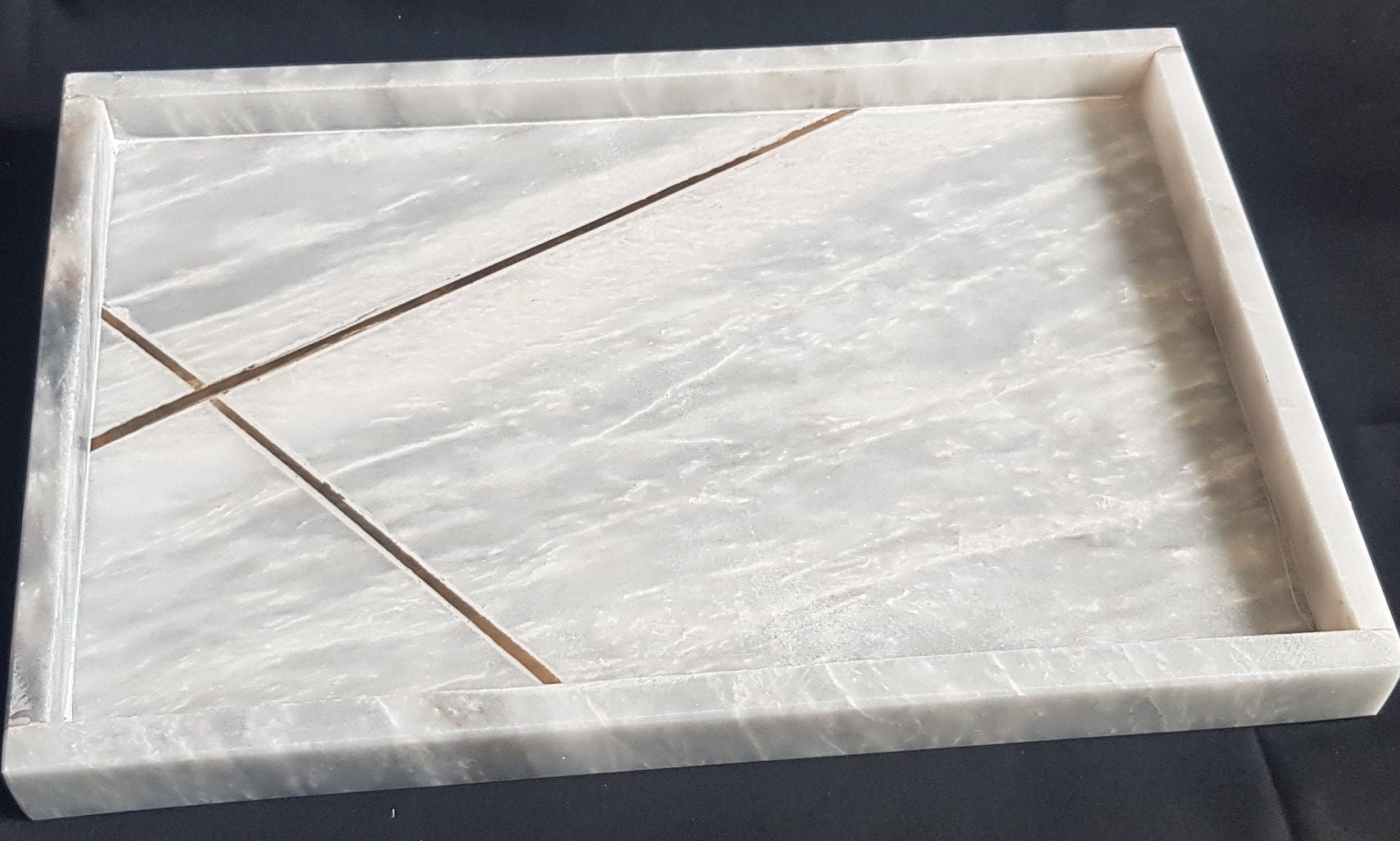 Natural Grey Marble Rectangular Tray Without Handles, Single Golden Line, 8 X 12 - Etsy