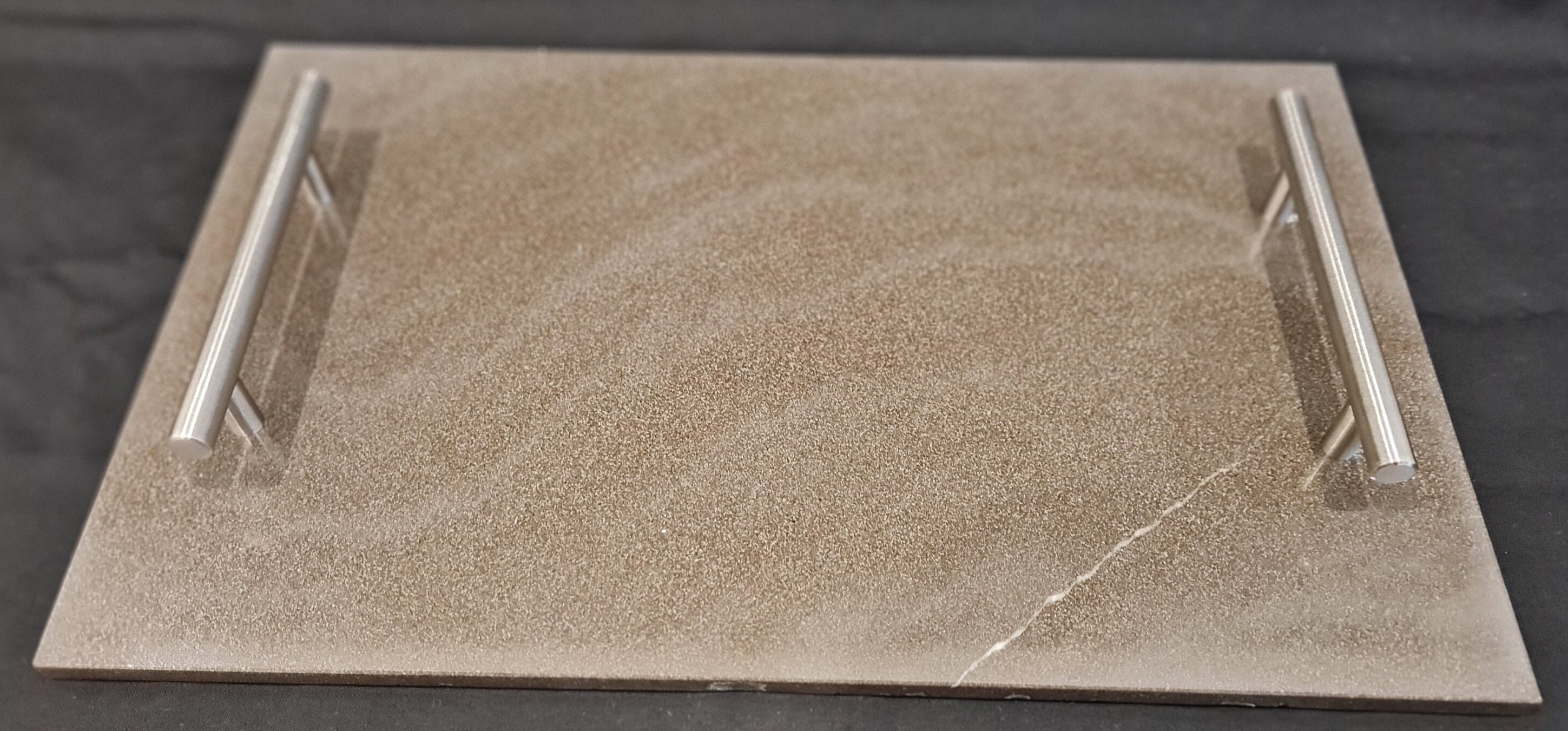 Natural Grey Marble Rectangular Tray With Handles Length - Etsy