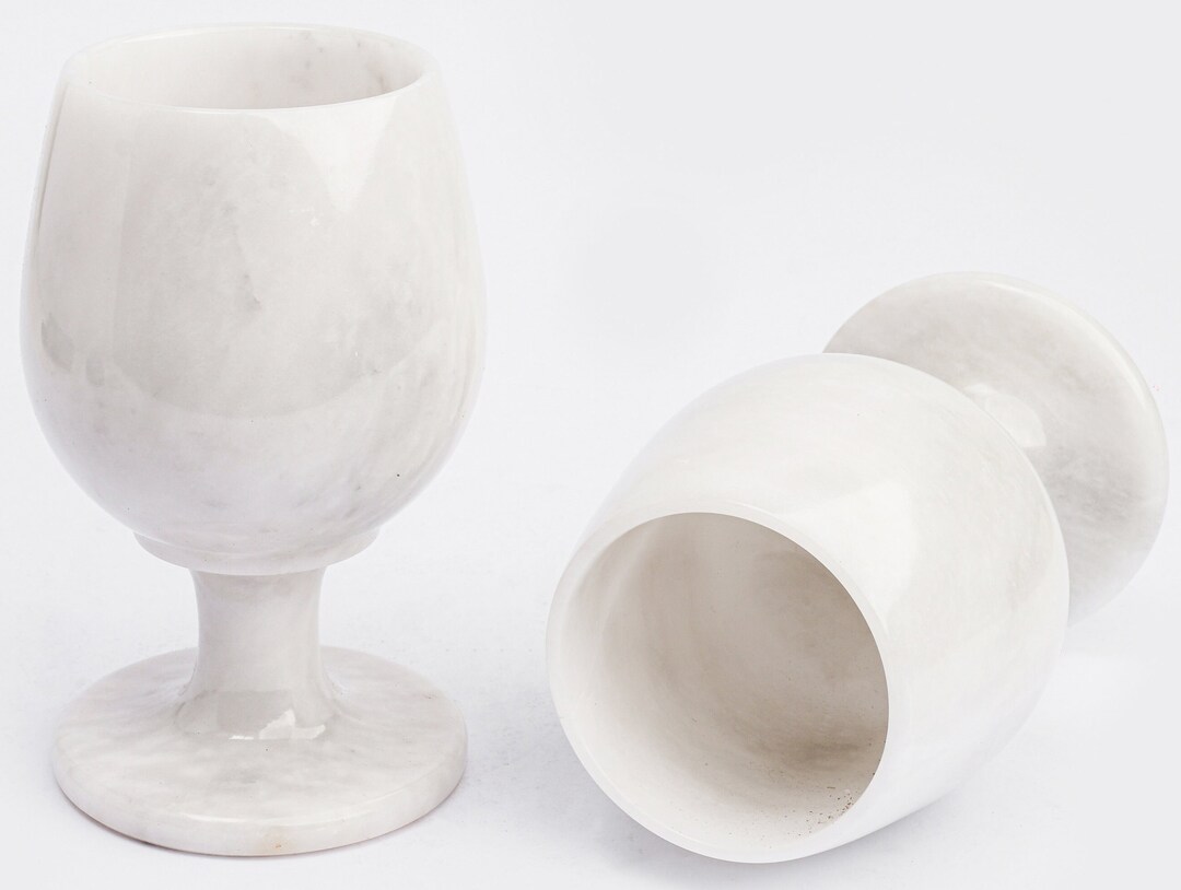 Ziarat White Marble Goblets Set Wine/alcohol Glasses, 6 Units, 3 X 3 X ...