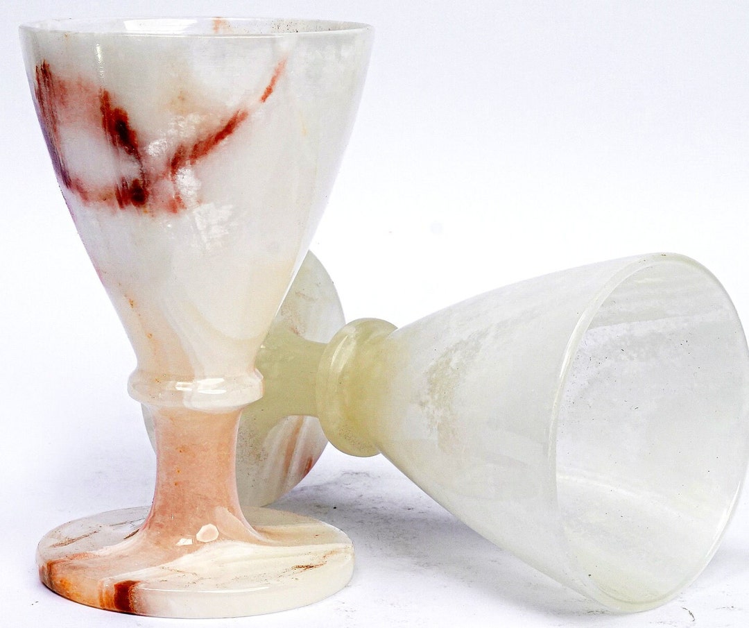 Natural White Onyx V-shaped Goblet Set, 3 X 3 X 5, 150 Ml, 2 Pieces - Etsy